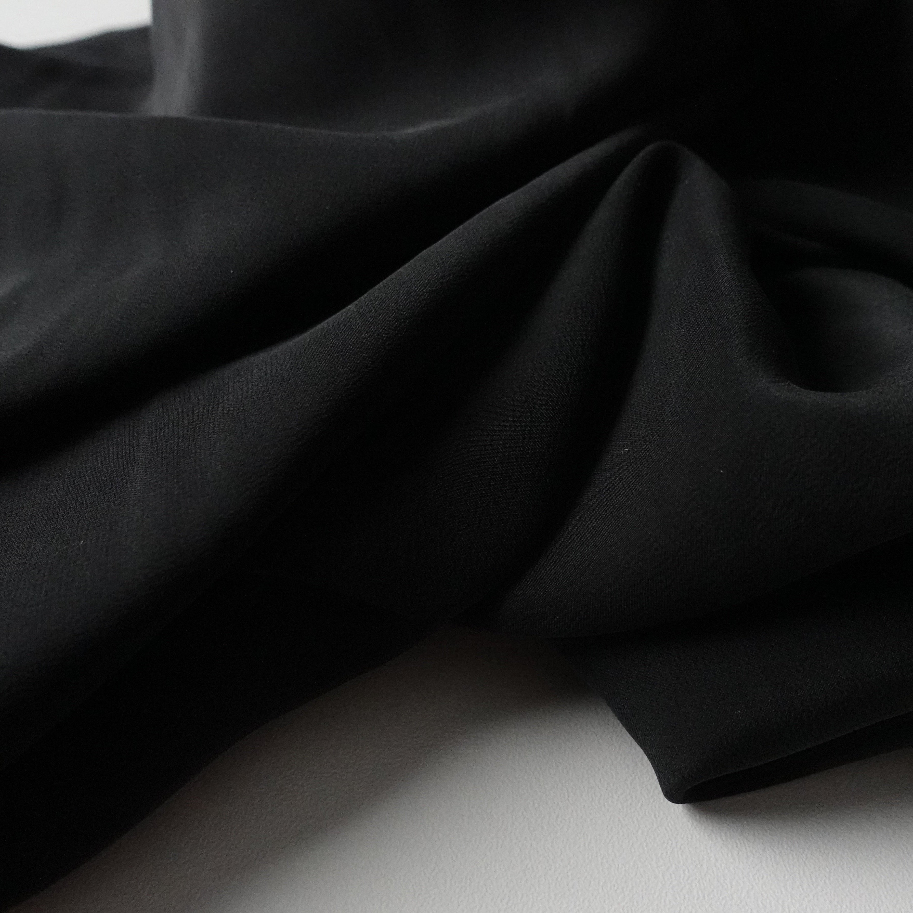 Sandwashed silk satin 19mm - $72m Black 0.5m – A + R Fabrics